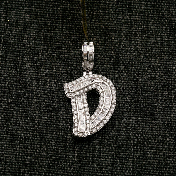 14K WHITE GOLD DIAMOND LETTER D PENDANT 1.05 CT - OMI Jewelry
