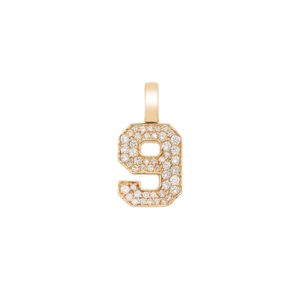 14K GOLD DIAMOND NUMBER 9 PENDANT 0.44 CT - OMI Jewelry