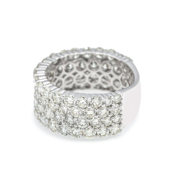 14K WHITE GOLD 4 ROW DIAMOND RING 7.0 CT - OMI Jewelry