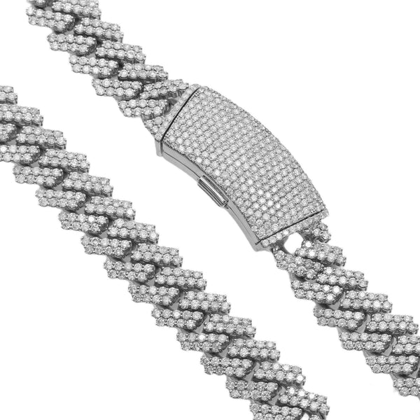 14K WHITE GOLD DIAMOND 22"/14MM CUBAN LINK CHAIN 34.57 CT - OMI Jewelry