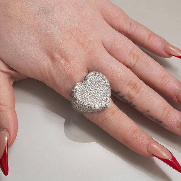 14K GOLD DIAMOND LADIES HEART RING - OMI Jewelry