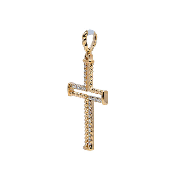 14K Yellow Gold Diamond Cross - OMI Jewelry
