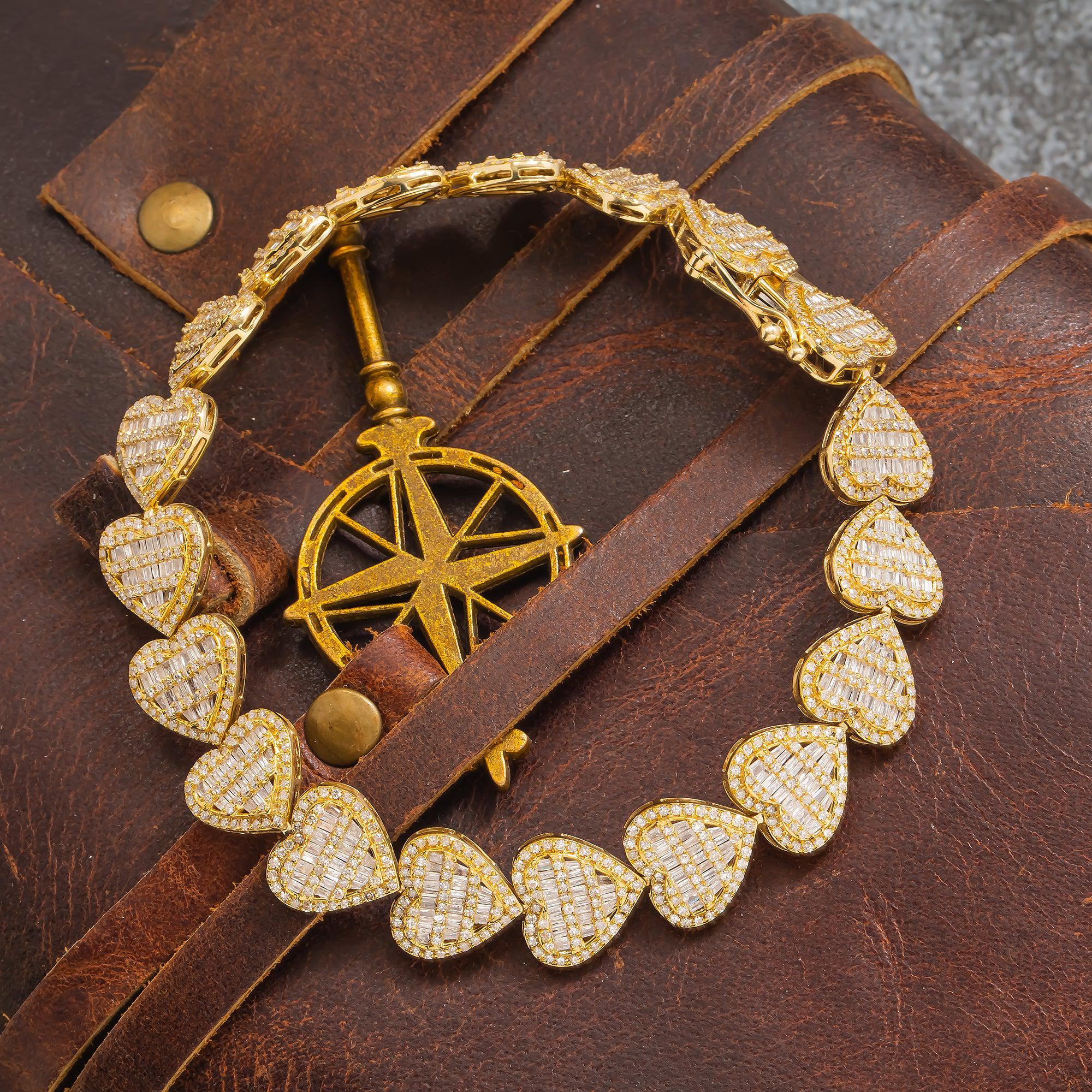 14K GOLD DIAMOND HEART SHAPE BRACELET - OMI Jewelry