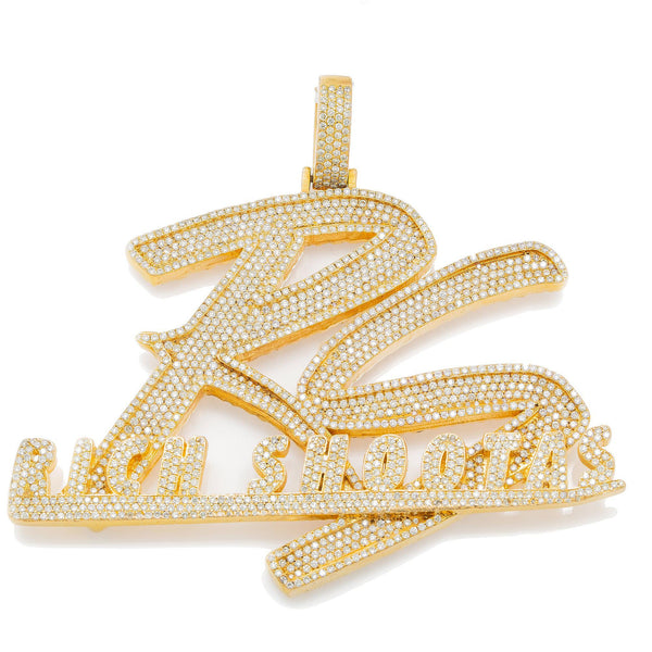 10K YELLOW GOLD DIAMOND RICH SHOOTAS CUSTOM PENDANT 8.2 CT - OMI Jewelry