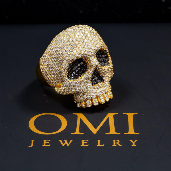 Buy 10K GOLD DIAMOND BLACK AND WHITE SKULL RING 6.50 CT at the Best ...