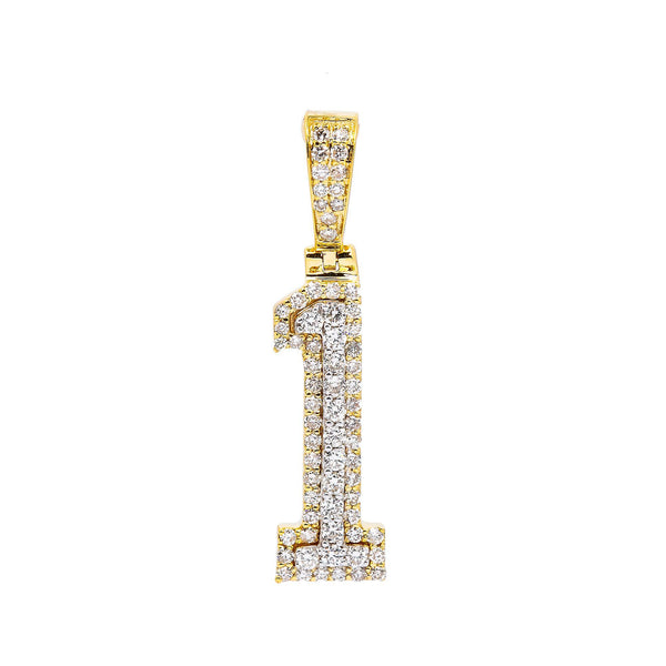 10K YELLOW NUMBER 1 PENDANT WITH 0.55 CT DIAMONDS - OMI Jewelry