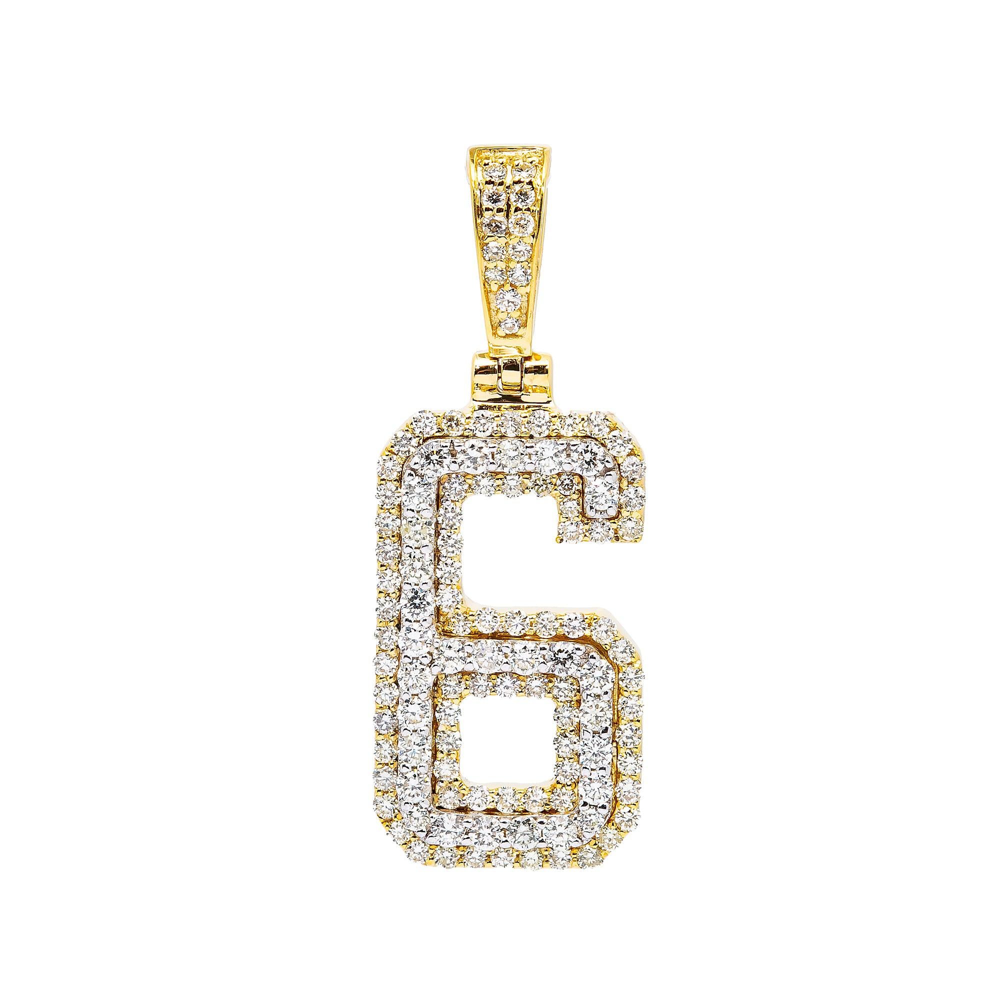 10K YELLOW NUMBER 6 PENDANT WITH 1.00 CT DIAMONDS - OMI Jewelry