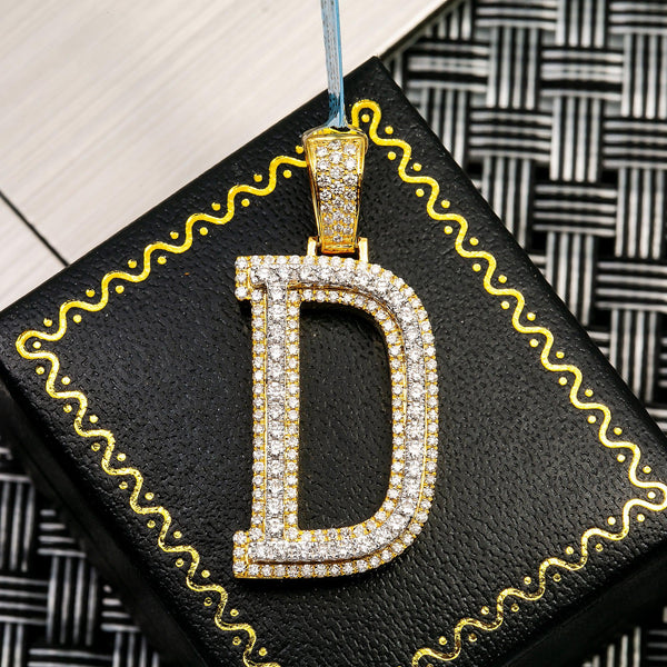 10K YELLOW GOLD LETTER D PENDANT WITH 1.65 CT DIAMONDS - OMI Jewelry