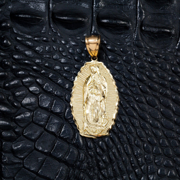 10K GOLD MOTHER MARY PENDANT 1.87" - OMI Jewelry